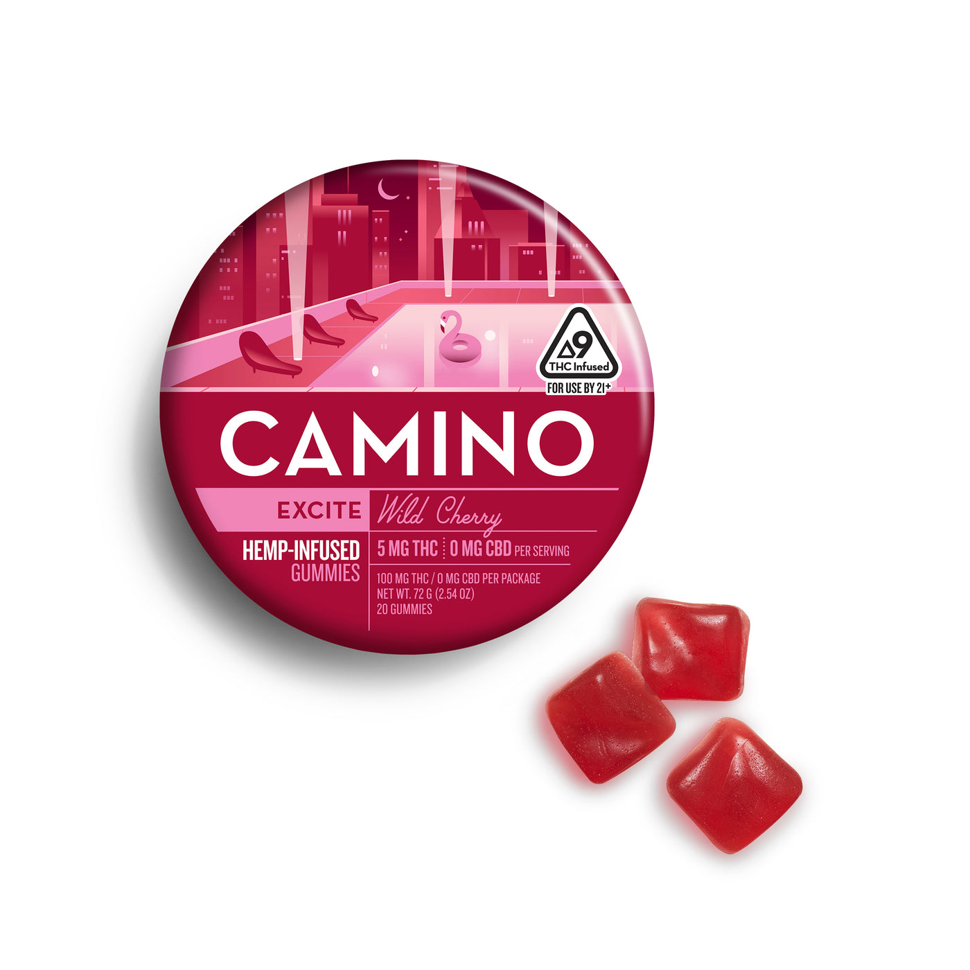 Camino Wild Cherry 'Excite' 5mg Gummies – Kiva Confections